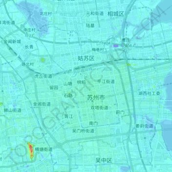 Mapa topográfico Gusu District, altitude, relevo