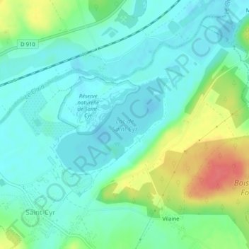 Mapa topográfico Lac de Saint Cyr, altitude, relevo