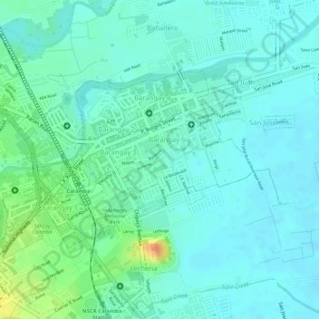 Mapa topográfico Poblacion, Calamba, altitude, relevo
