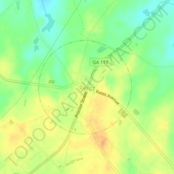 Mapa topográfico Rentz, altitude, relevo