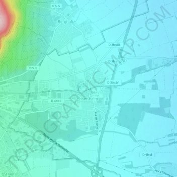 Mapa topográfico Issenheim, altitude, relevo