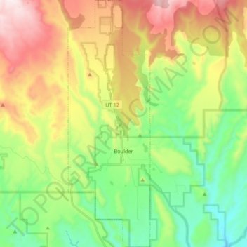 Mapa topográfico Boulder, altitude, relevo