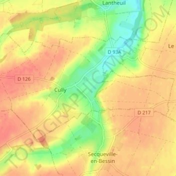 Mapa topográfico Cully, altitude, relevo