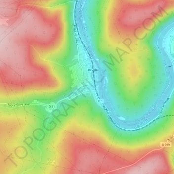 Mapa topográfico Deville, altitude, relevo