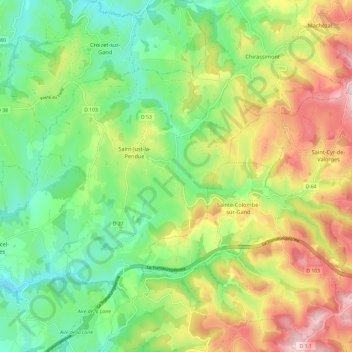 Mapa topográfico 42540, altitude, relevo