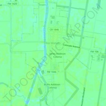 Mapa topográfico Rio Hondo, altitude, relevo