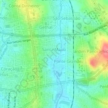 Mapa topográfico Santa Maria, altitude, relevo