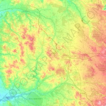 Mapa topográfico Herning Kommune, altitude, relevo