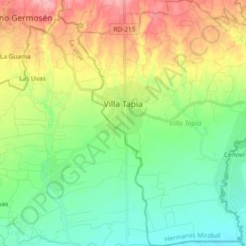 Mapa topográfico Villa Tapia, altitude, relevo