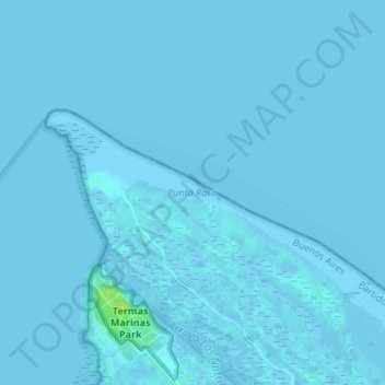 Mapa topográfico Punta Rasa, altitude, relevo