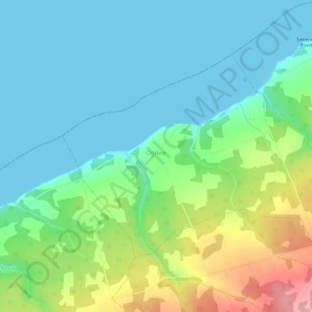 Mapa topográfico Ogilvie, altitude, relevo