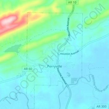 Mapa topográfico Perryville, altitude, relevo