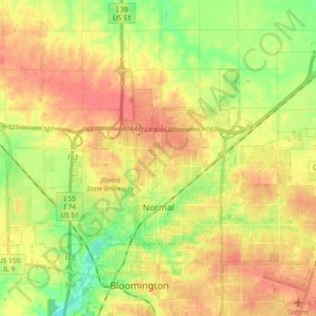 Mapa topográfico Normal, altitude, relevo