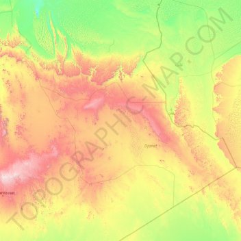 Mapa topográfico Parc Culturel du Tassili N'Ajjer, altitude, relevo