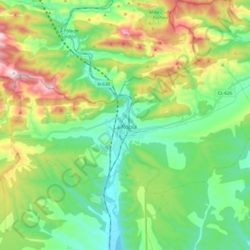 Mapa topográfico La Robla, altitude, relevo