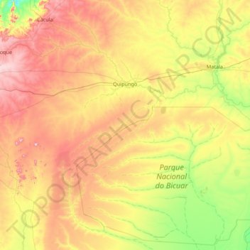 Mapa topográfico Quipungo, altitude, relevo