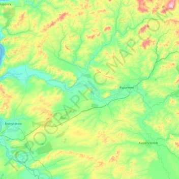 Mapa topográfico Tuba River, altitude, relevo