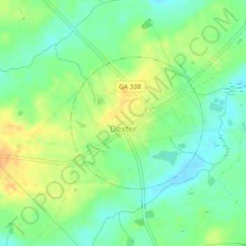 Mapa topográfico Dexter, altitude, relevo