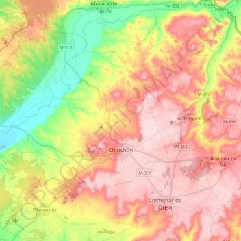 Mapa topográfico Chinchón, altitude, relevo