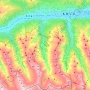 Mapa topográfico Hollersbach im Pinzgau, altitude, relevo