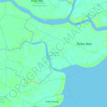 Mapa topográfico Kecamatan Tanah Merah, altitude, relevo