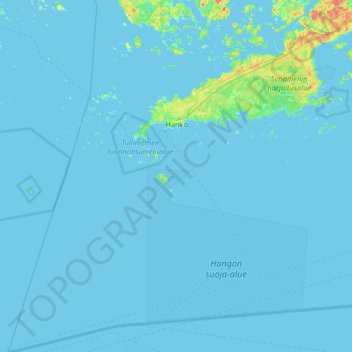 Mapa topográfico Hanko, altitude, relevo