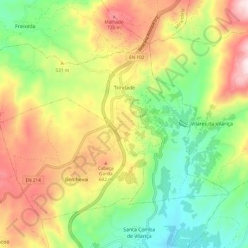 Mapa topográfico Trindade, altitude, relevo