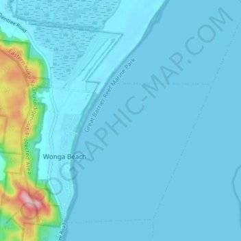 Mapa topográfico Wonga Beach, altitude, relevo