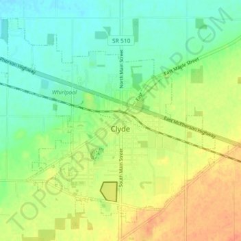 Mapa topográfico Clyde, altitude, relevo