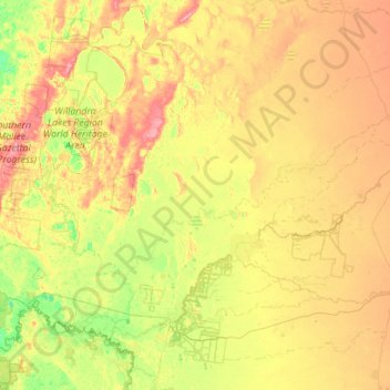 Mapa topográfico Balranald Shire Council, altitude, relevo
