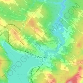 Mapa topográfico Lac-Mégantic, altitude, relevo