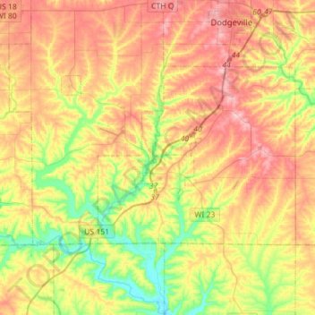 Mapa topográfico Mineral Point Branch, altitude, relevo