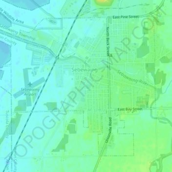 Mapa topográfico Village of Sebewaing, altitude, relevo