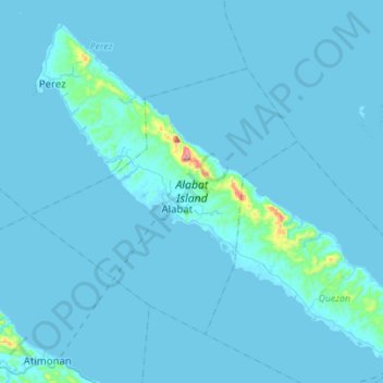 Mapa topográfico Alabat Island, altitude, relevo