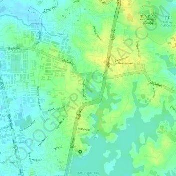 Mapa topográfico Inya Lay Lake, altitude, relevo