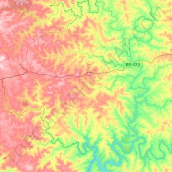 Mapa topográfico Brunópolis, altitude, relevo