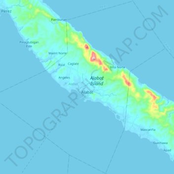 Mapa topográfico Alabat, altitude, relevo