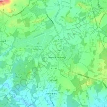 Mapa topográfico Alfold, altitude, relevo