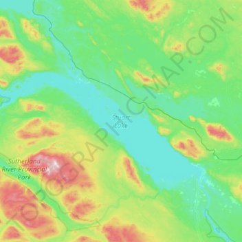 Mapa topográfico Stuart Lake, altitude, relevo