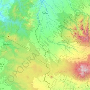 Mapa topográfico Talakag, altitude, relevo
