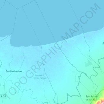 Mapa topográfico Parroquia Agustín Codazzi, altitude, relevo