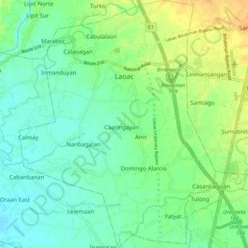 Mapa topográfico Laoac, altitude, relevo