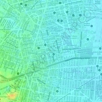 Mapa topográfico Roma Sur, altitude, relevo