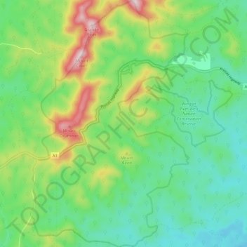 Mapa topográfico Alfred National Park, altitude, relevo
