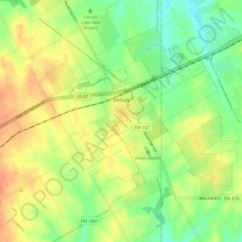 Mapa topográfico Venus, altitude, relevo