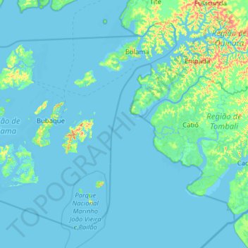 Mapa topográfico Arquipélago dos Bijagós, altitude, relevo