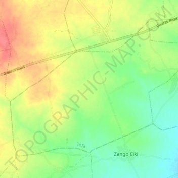 Mapa topográfico Wangara, altitude, relevo