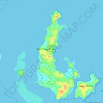 Mapa topográfico Macleay Island, altitude, relevo
