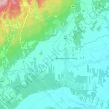 Mapa topográfico Saint-Lin–Laurentides, altitude, relevo