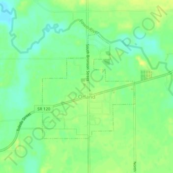 Mapa topográfico Orland, altitude, relevo